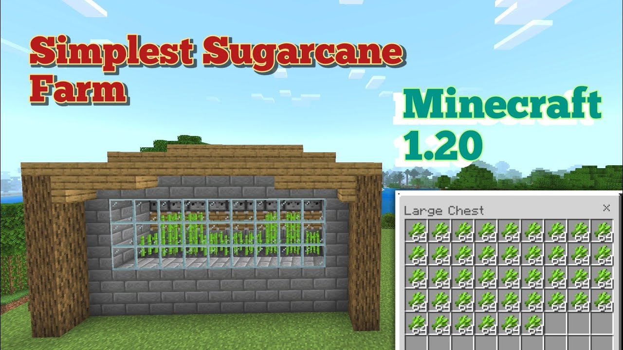 Simplest sugarcane farm in Minecraft 1.20 - YouTube