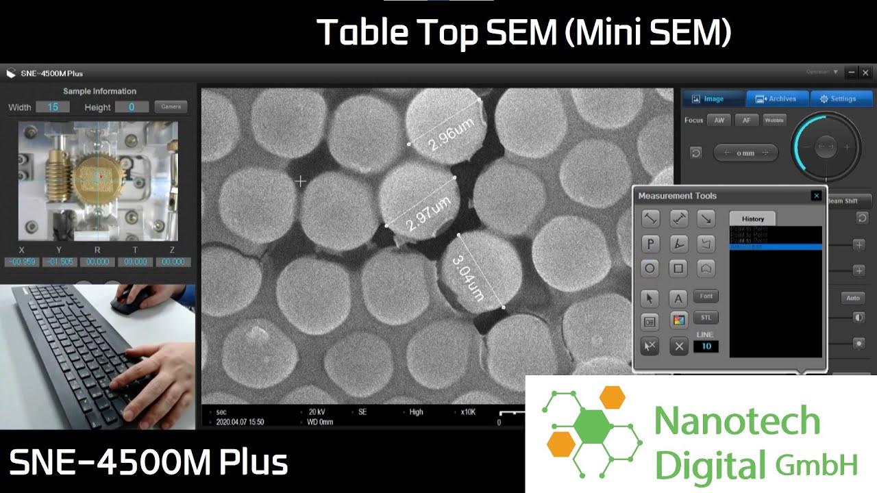 Tabletop SEM - SNE 4500M Plus - Nanotech Digital GmbH - YouTube
