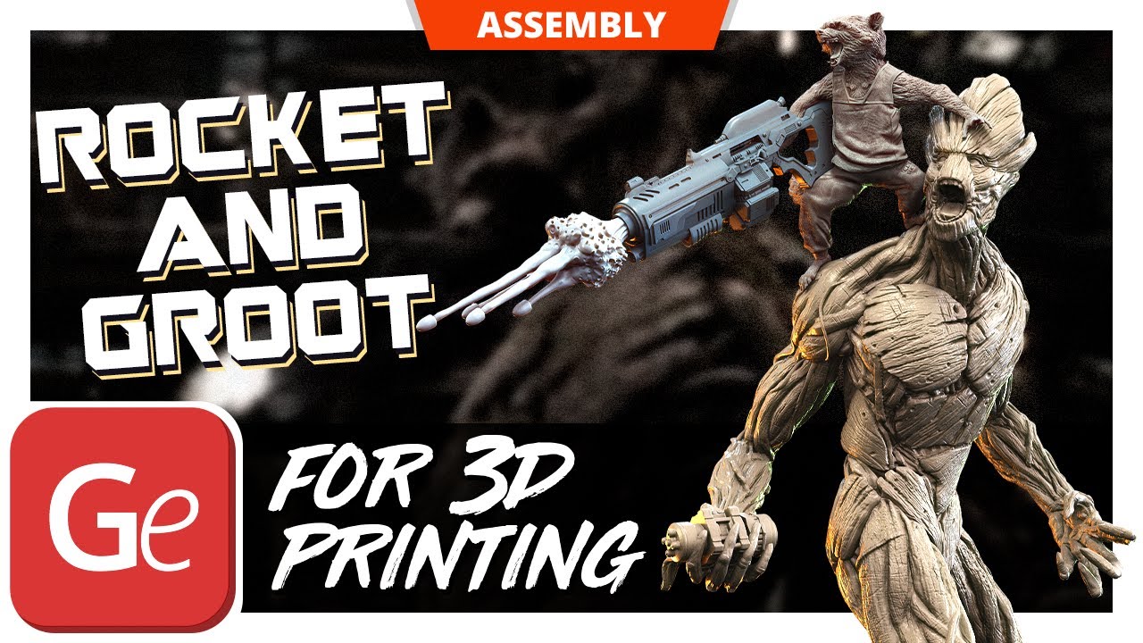 Rocket & Groot 3D Printing Figurines in Diorama | Assembly by Gambody ...