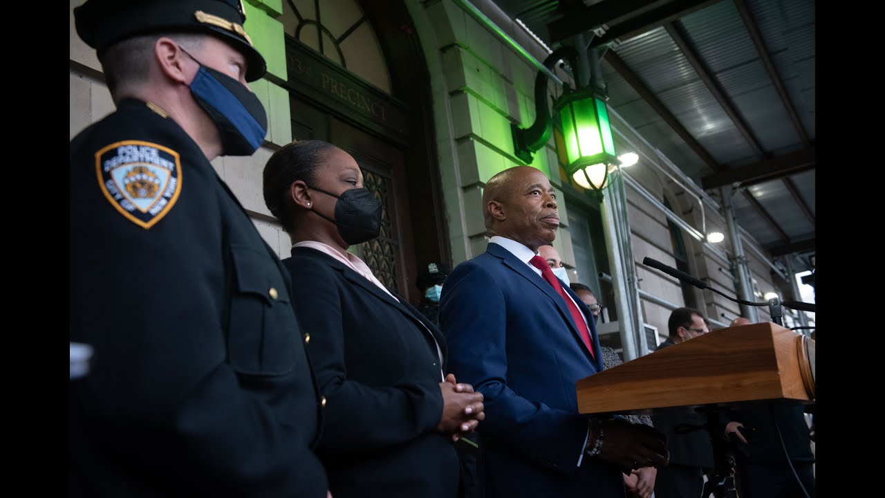 Mayor Eric Adams Speaks with Media After Leading the Roll Call at the ...