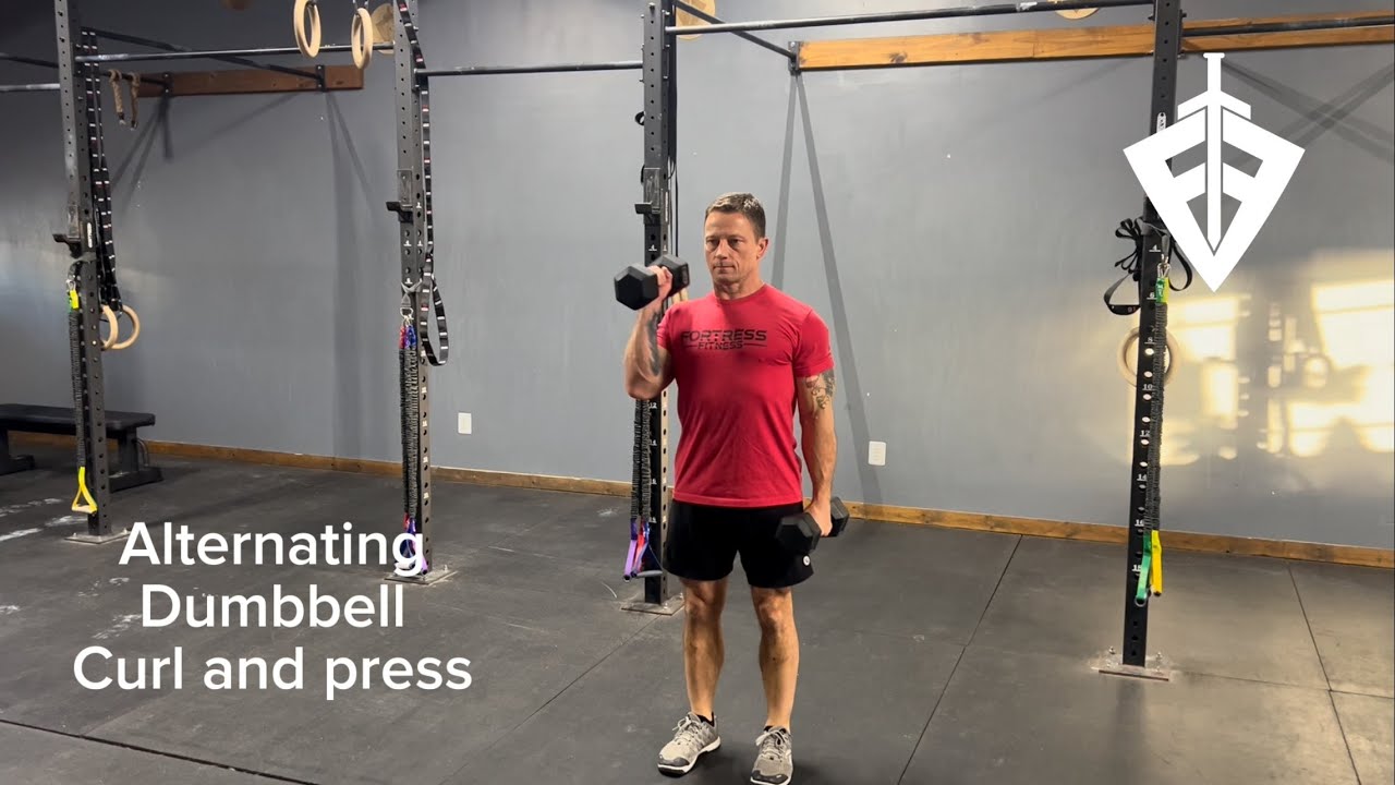 Alternating dumbbell curl and press - YouTube