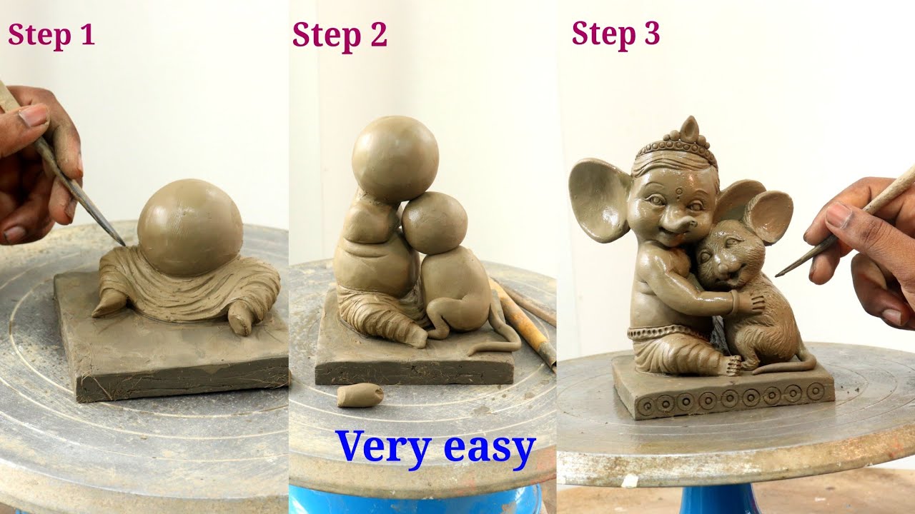 Step by step Bal Ganesha murti making very easy with clay | Clay art ...