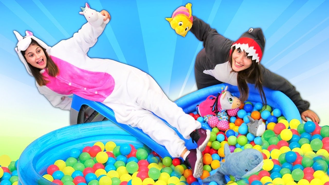 Family fun & Slide and Ball pit for kids - Fun videos for kids - YouTube