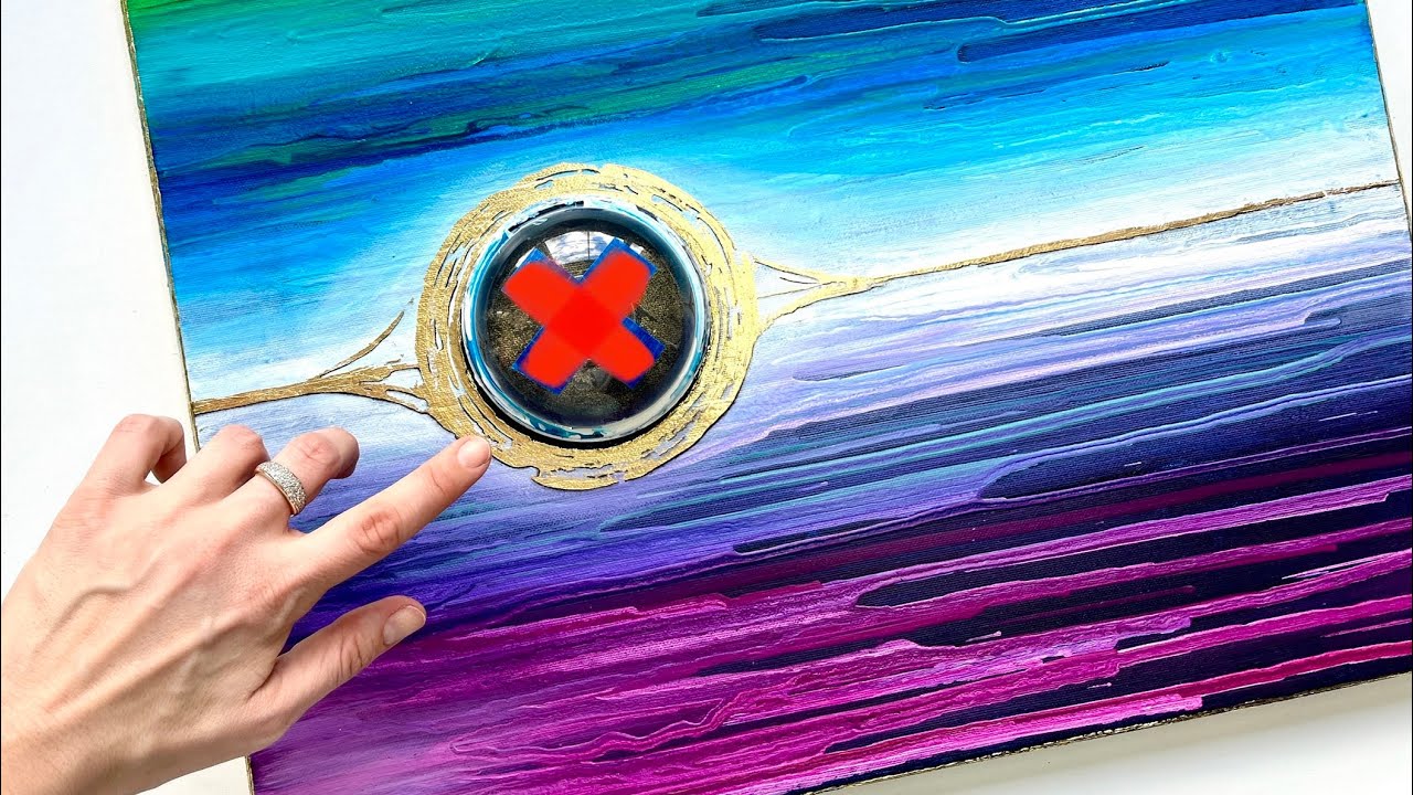 SURPRISE dripping FLUIDART gold acrylic pour painting step by step art - YouTube