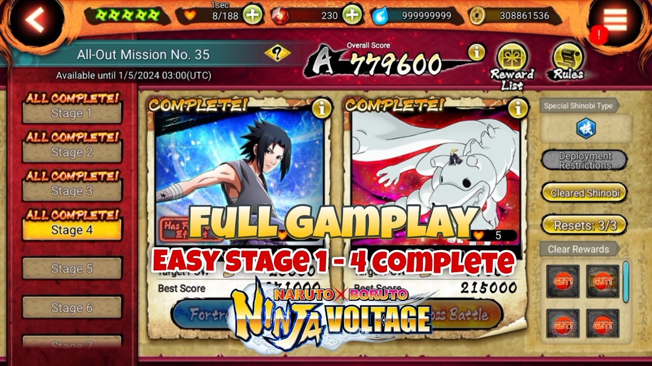 NEW ALL OUT MISSION NO.35 STAGE 1-4 COMPLETE GAMPLAY‼️NARUTO X BORUTO ...