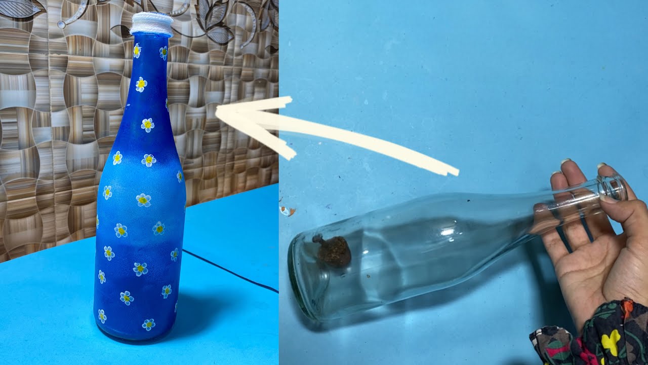 How to decorate waste glass bottle | waste bottle decoration ideas ...