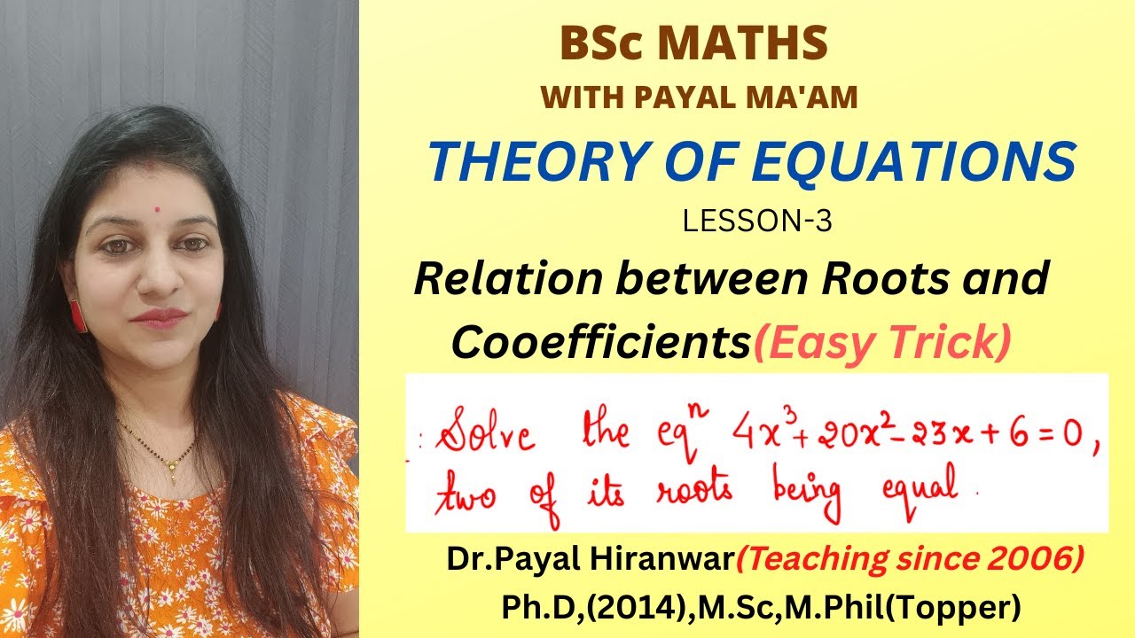 Theory of equations I Ex-1 of Relation between roots and coefficients I ...