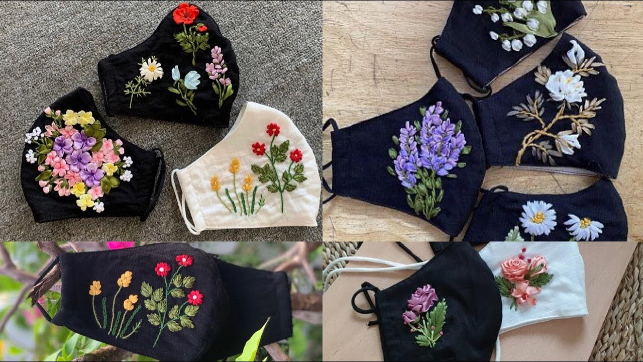 Silk ribbon embroidery masks | handwork silk ribbon masks | reusable ...