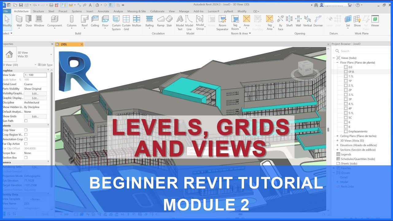 Levels, Grids & Views | Revit for Beginners | Module 2 - YouTube