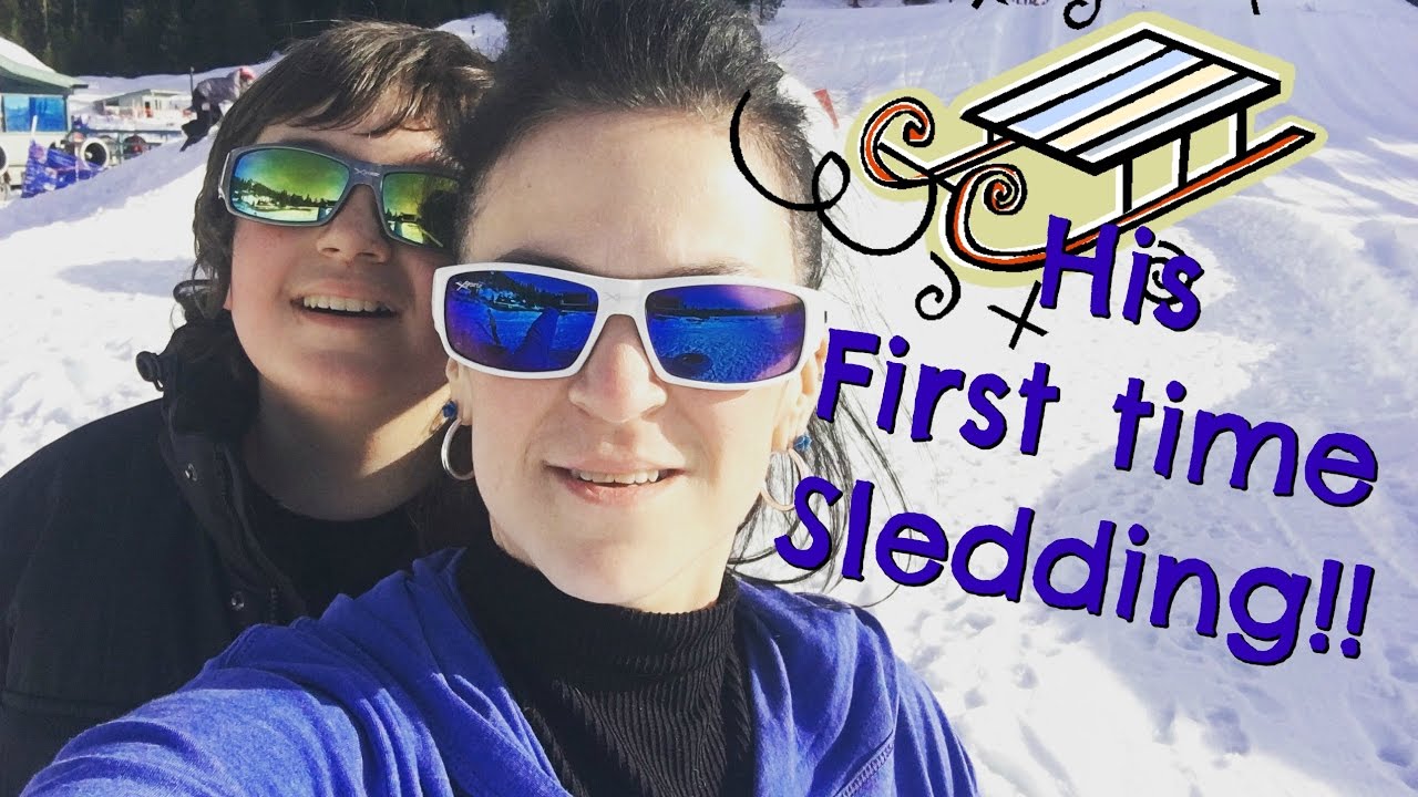 His First time Sledding - YouTube