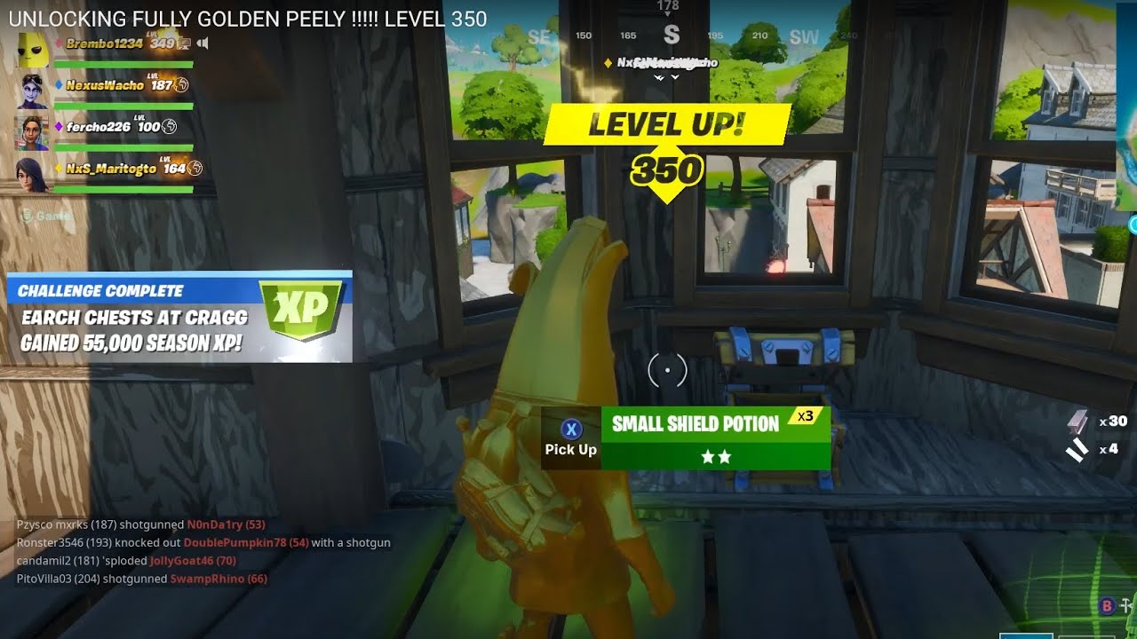 UNLOCKING FULLY GOLDEN PEELY !!! LEVEL 350 FORTNITE - YouTube