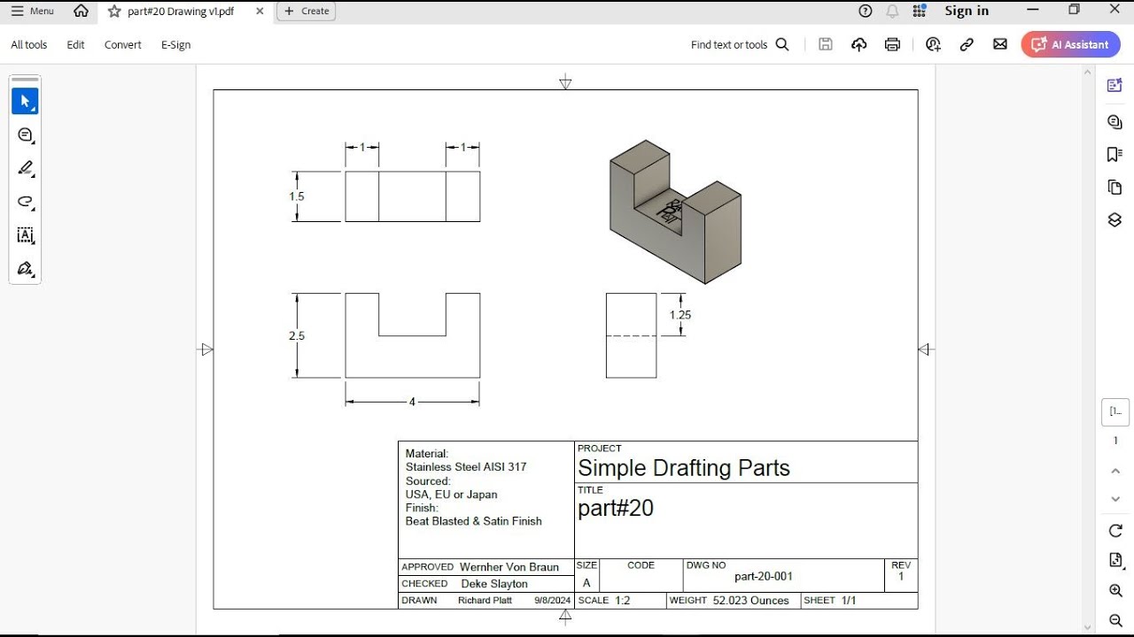 Fusion 360 - Simple Orthographic Isometric Drawing - Part 20 - YouTube