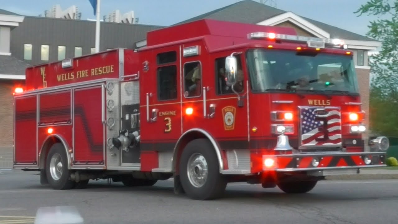 Wells, ME Fire Department Engine 3 & Engine 7 Responding - YouTube