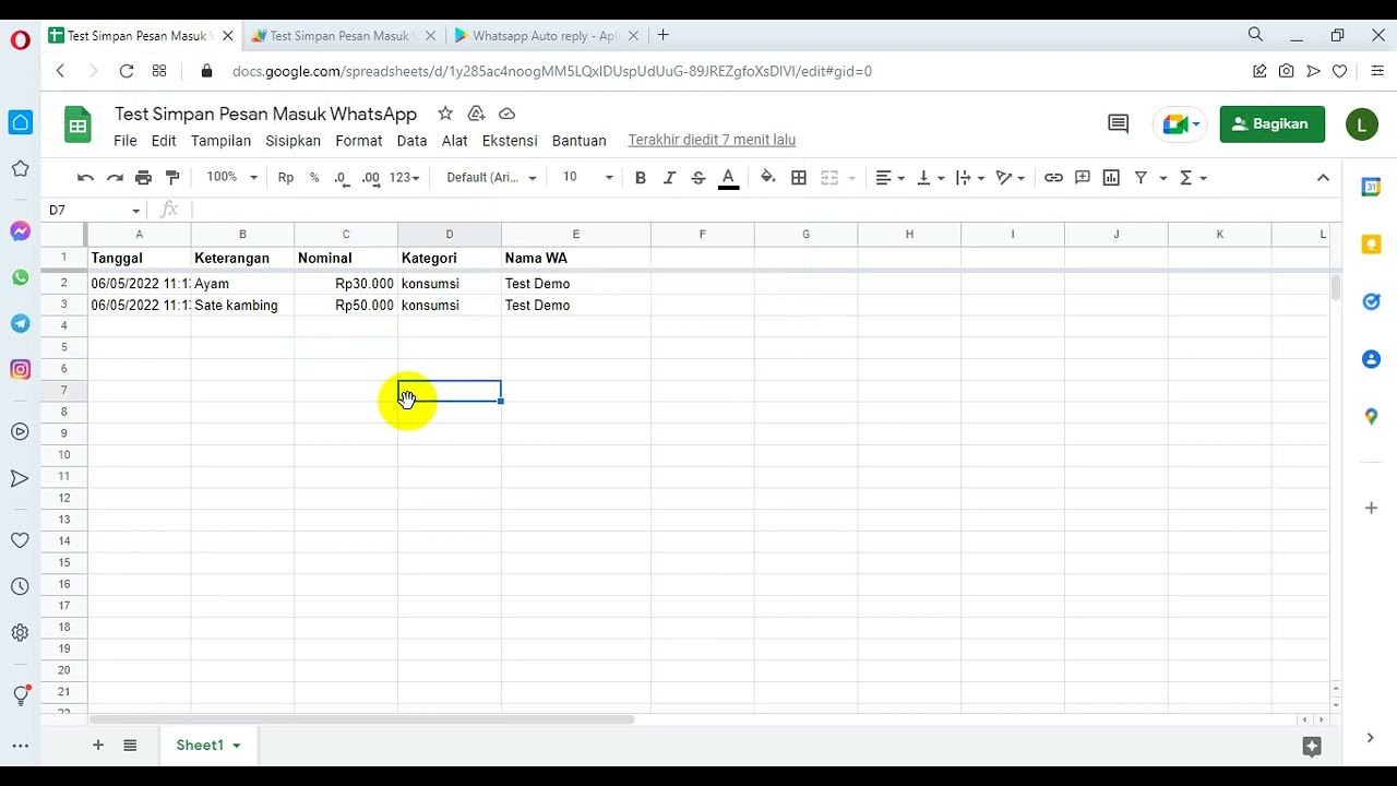 Input data Ke Google Spreadsheet menggunakan WhatsApp (WA) - YouTube