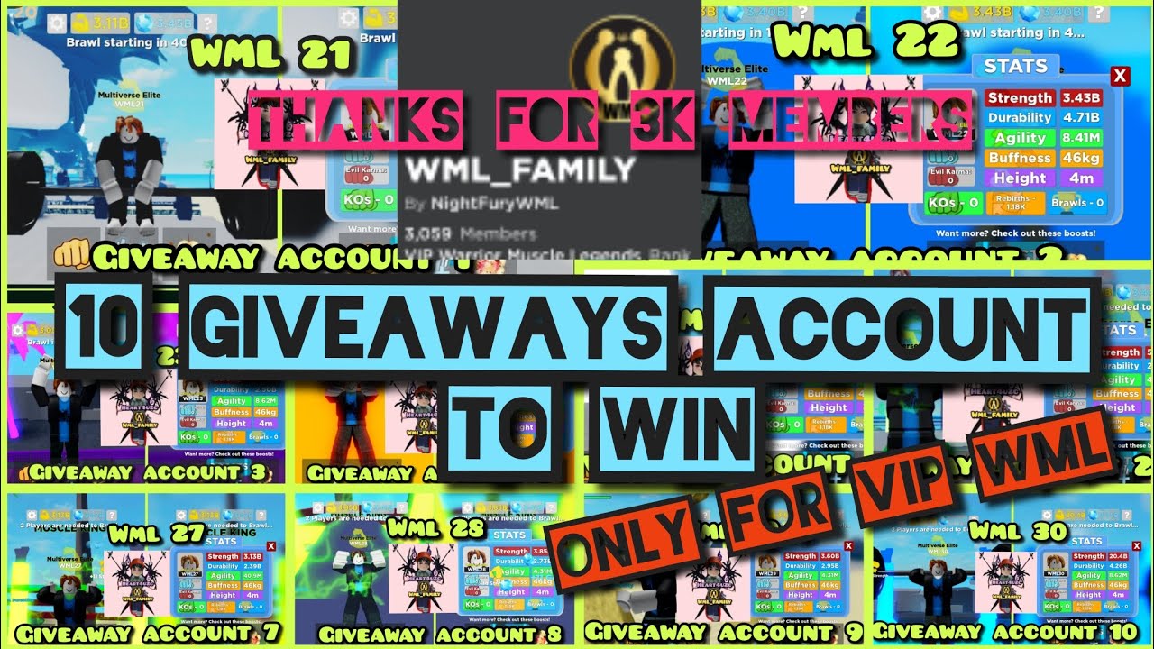 10 Free Accounts to Win (VIP WML) Thanks for 3K Group Members, Roblox ...