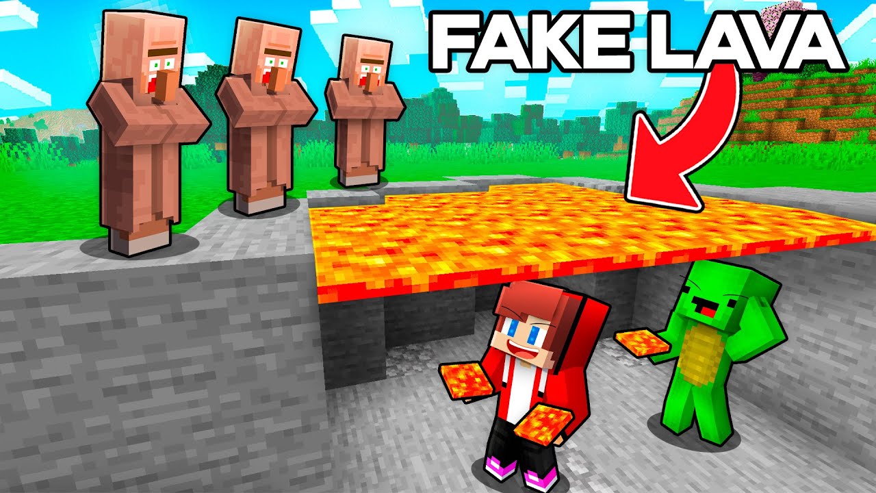 JJ and Mikey Use FAKE LAVA To Prank Villagers in Minecraft (Maizen ...