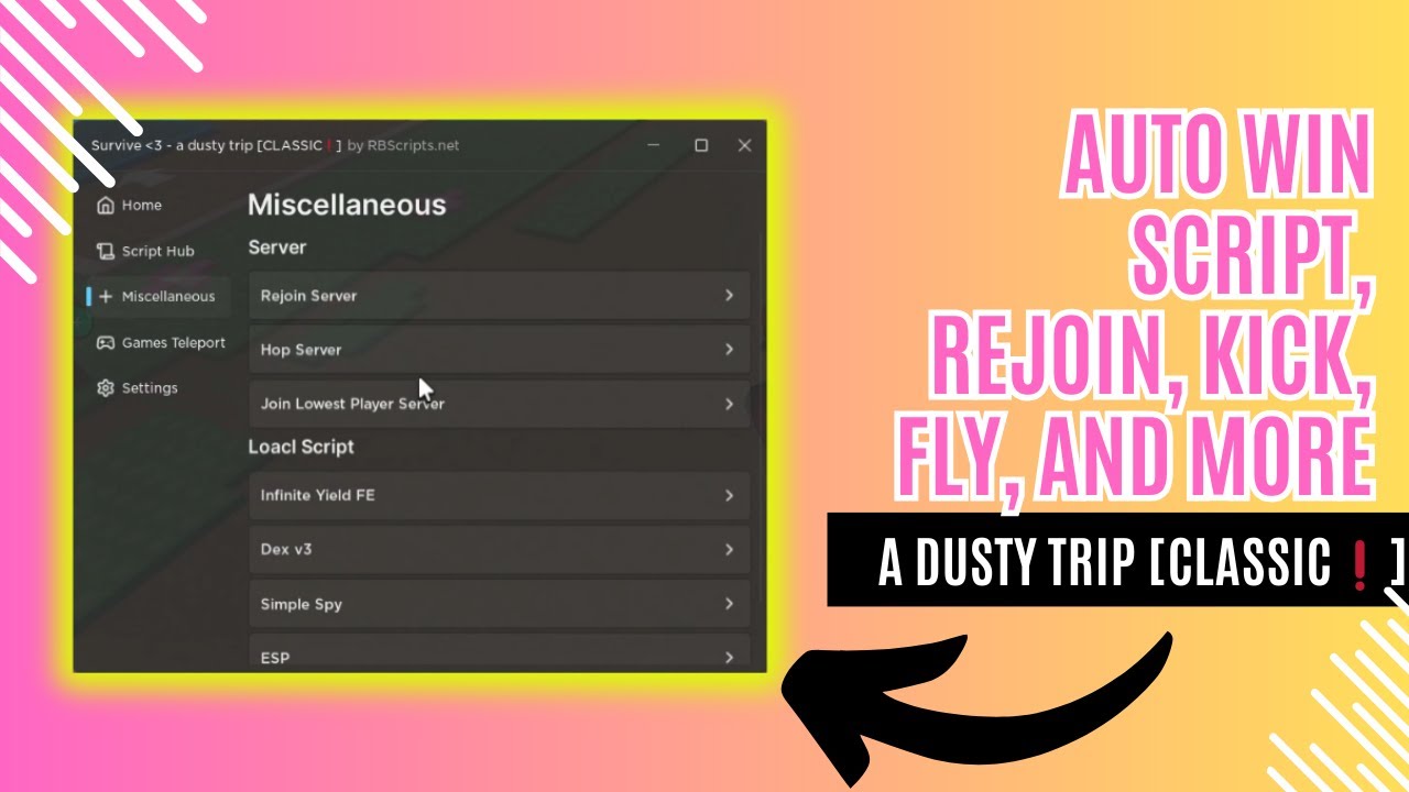 A Dusty Trip [CLASSIC ️] Script Roblox - Auto Win, Fly, Speed & More ...
