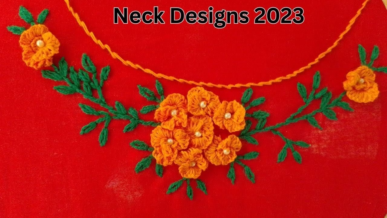 Hand Embroidery Neck Designs 2023| Easy Neck Embroidery | Neck ...