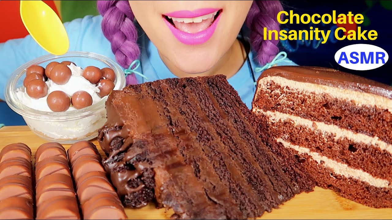 ASMR CHOCOLATE INSANITY CAKE, KINDER CHOCOLATE eating sound |초콜 케익, 초코 ...