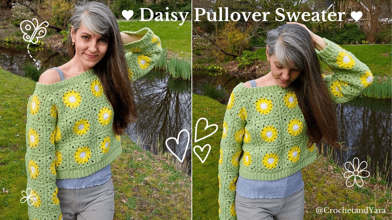 How to Crochet a Daisy Granny Square Pullover Sweater ️ | Step-by-Step Tutorial | Crochet & Yara ...