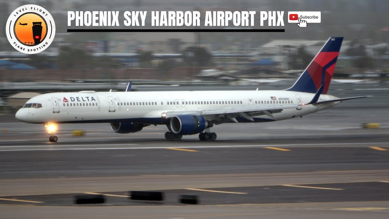 4K HD Rainy Morning Plane Spotting Phoenix Sky Harbor Airport PHX - YouTube