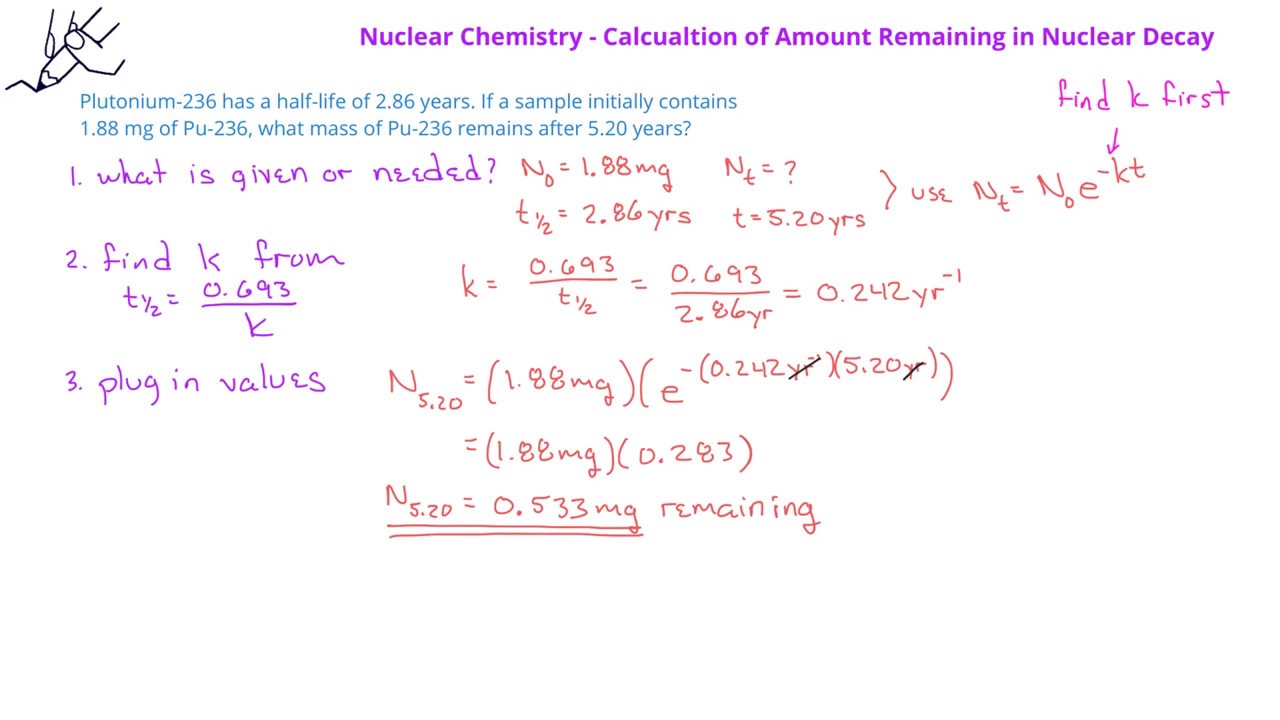 Nuclear Chemistry -05 Nuclear Decay Calculations - YouTube