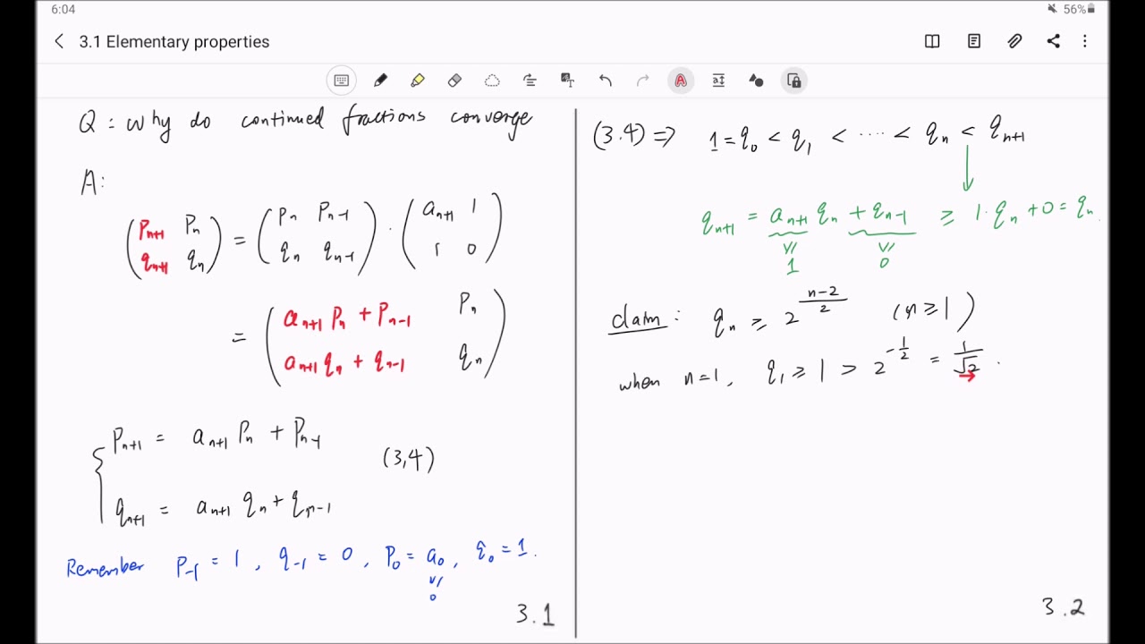 continued fractions 3 1 b convergence of continued fractions - YouTube
