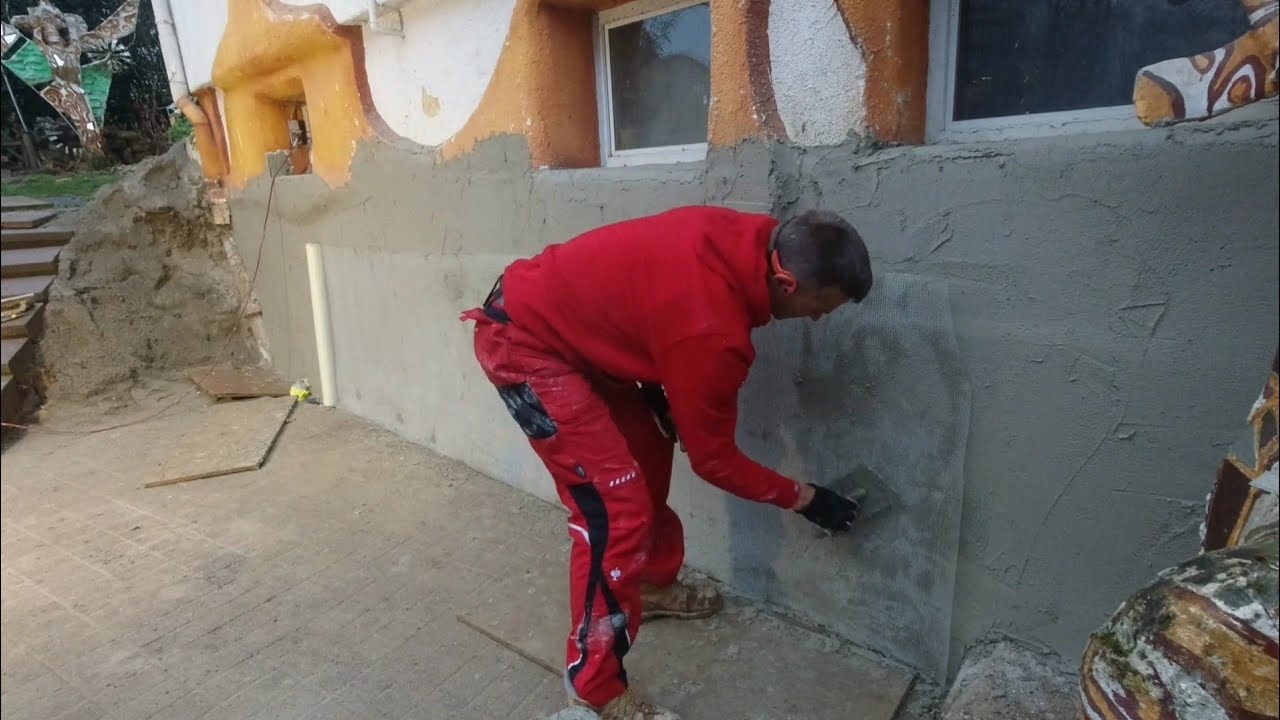 Gewebe in Putz einarbeiten. Glasfasergewebe Matte in Putz - YouTube