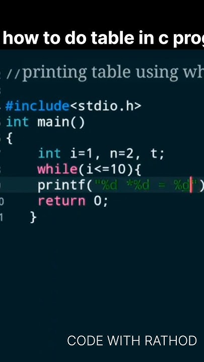 How to do table in c programming while using while loop #ccoding - YouTube