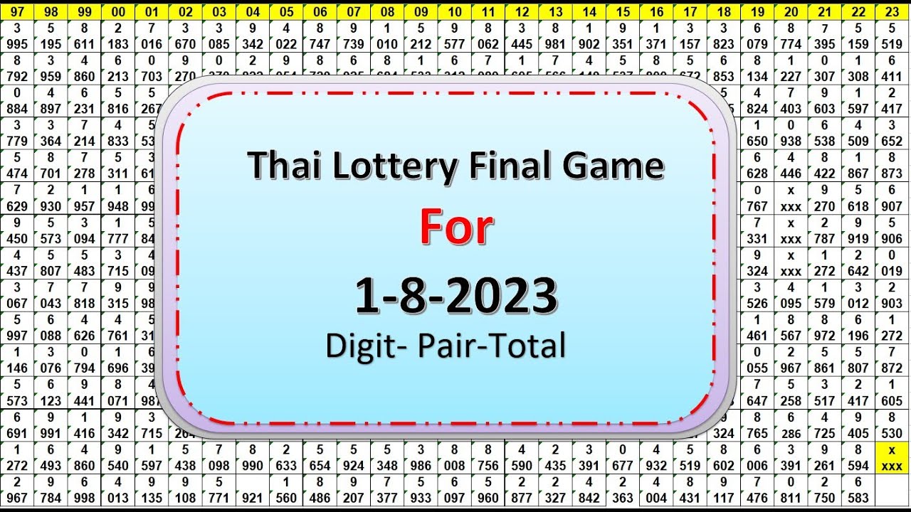 THAI LOTTERY CHART ROUTE || SINGLE DIGIT || FINAL GAME || 1-8-2023 || # ...
