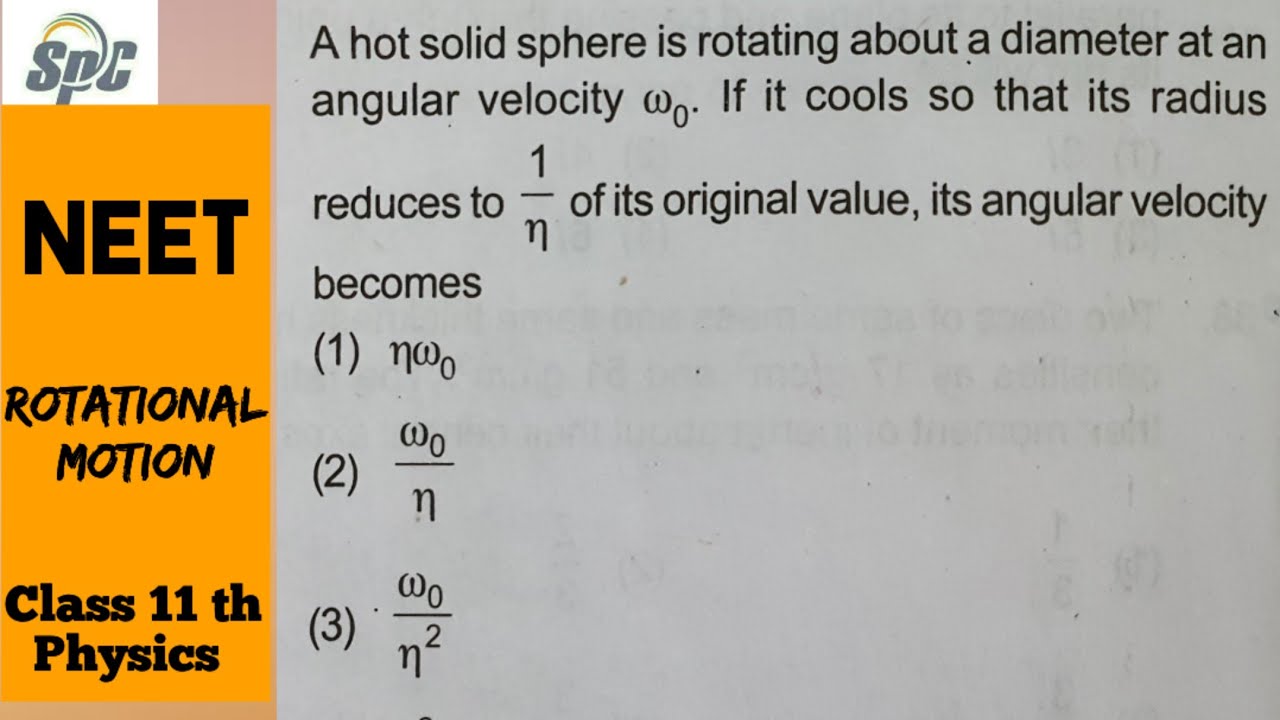 A hot solid sphere is rotating about a diameter at an angular velocity ...