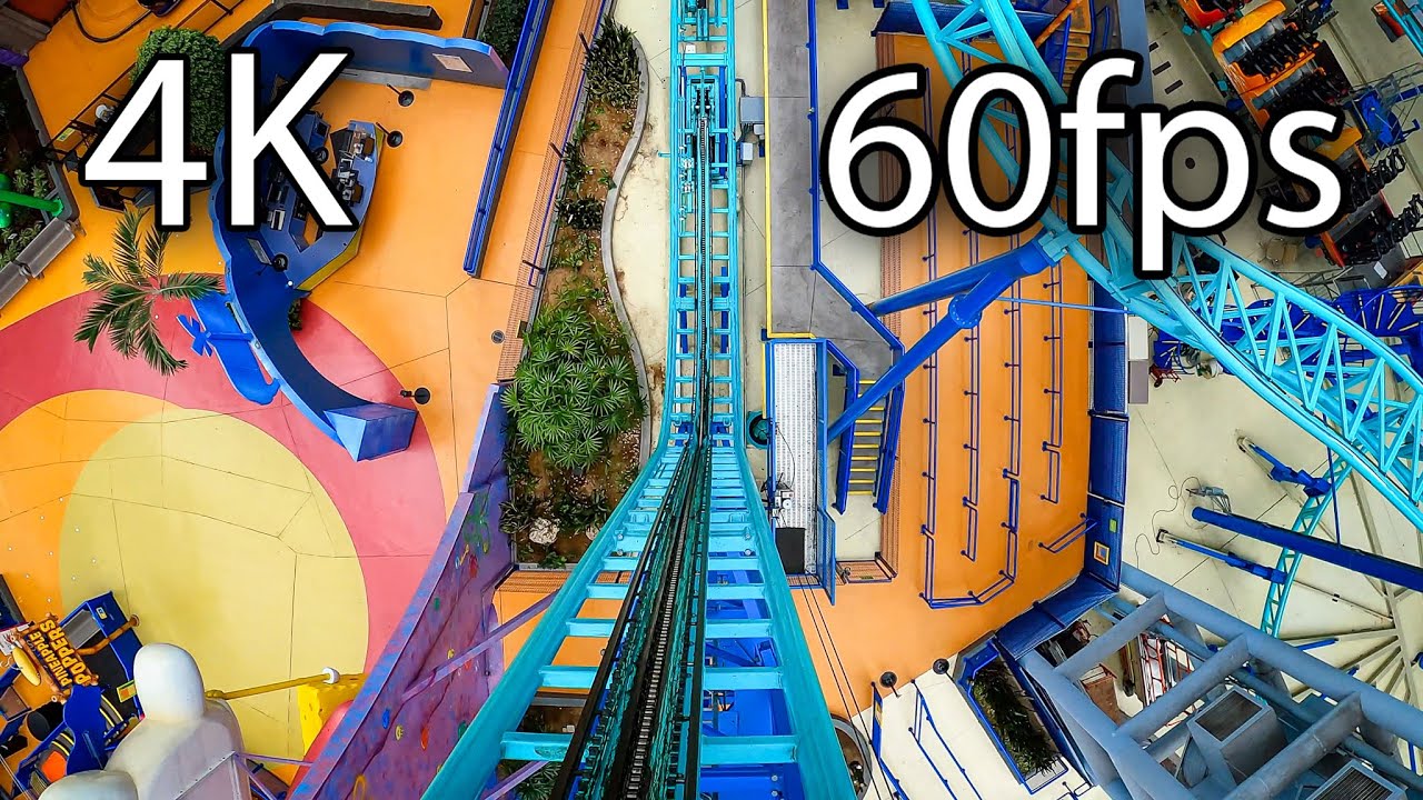 SpongeBob SquarePants Rock Bottom Plunge back seat on-ride backwards 4K ...