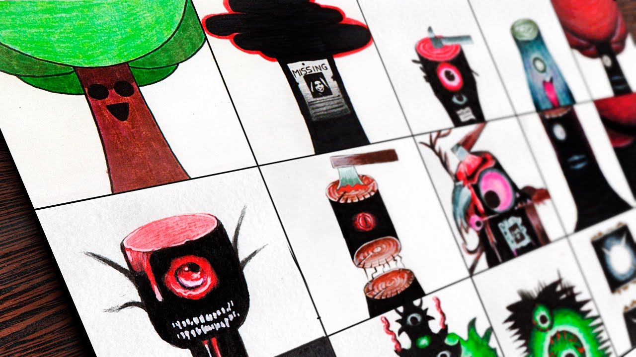 Drawing TREE 1-16 phases [Incredibox Sprunki] - YouTube