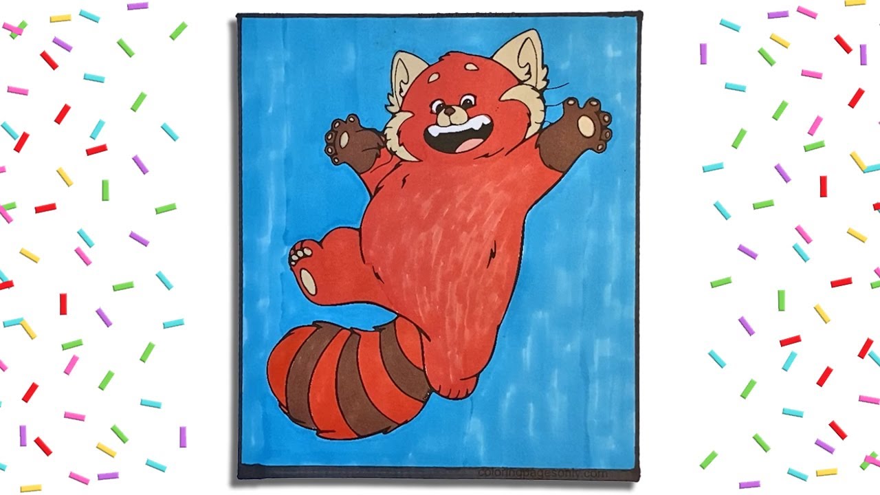Coloring Disney Turning Red Mei Panda Coloring Page with Markers ...