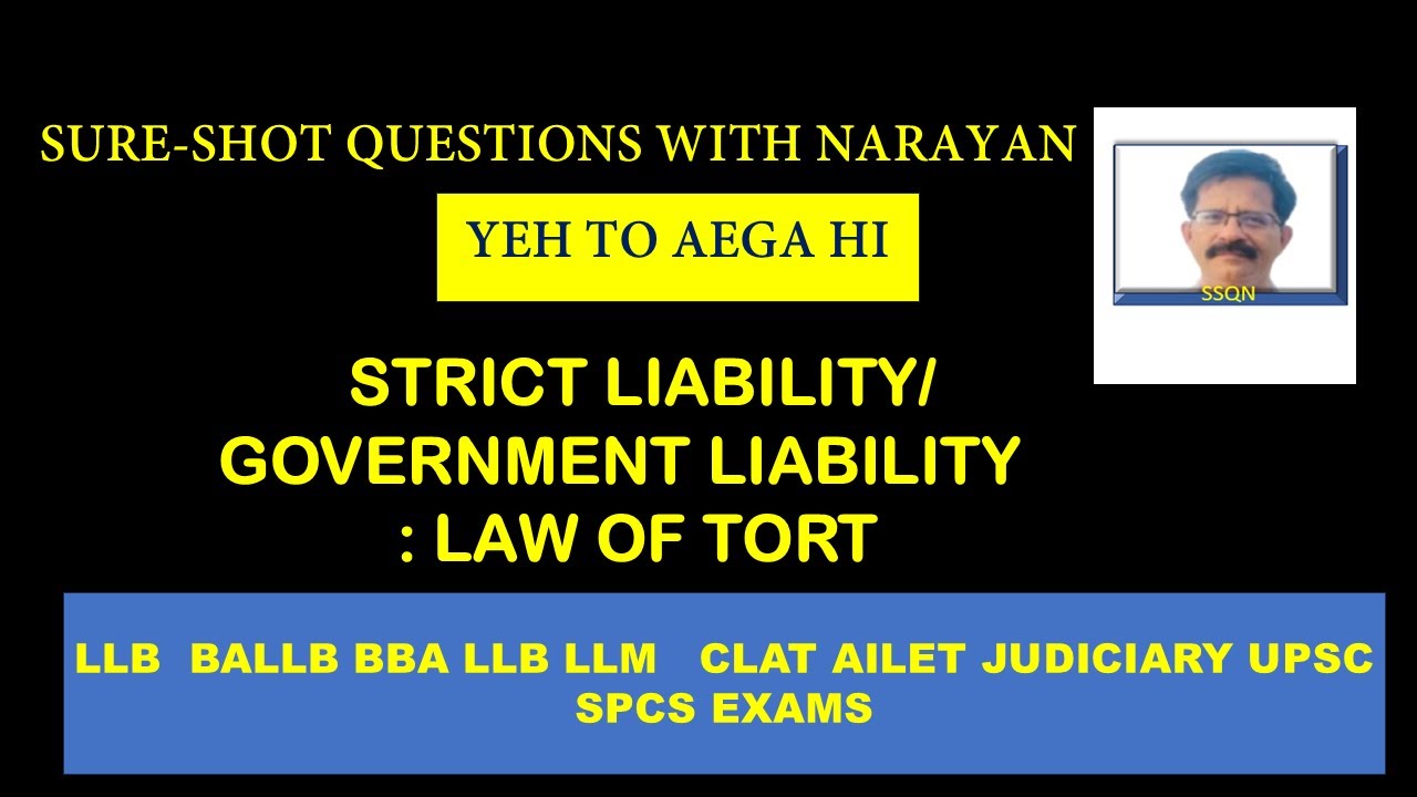 GOVERNMENT LIABILITY, STRICT LIABILITY IN LAW OF TORT FOR LLB BALLB ...