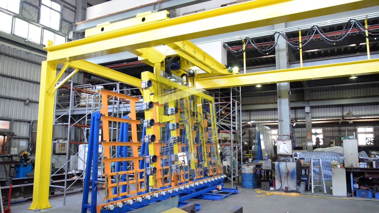 Gantry Type Glass Loading System / 龍門天車過渡架 - YouTube