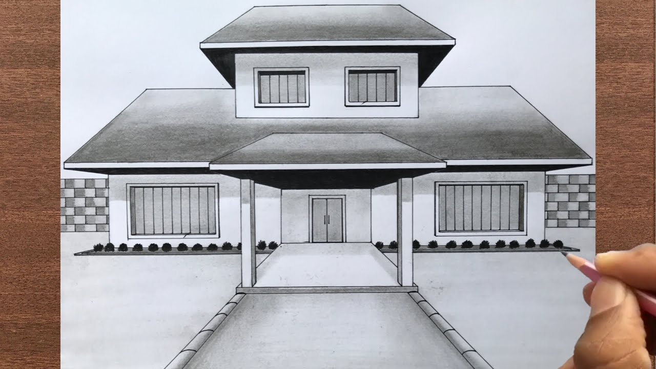 How to Draw a House in 1 Point Perspective - YouTube