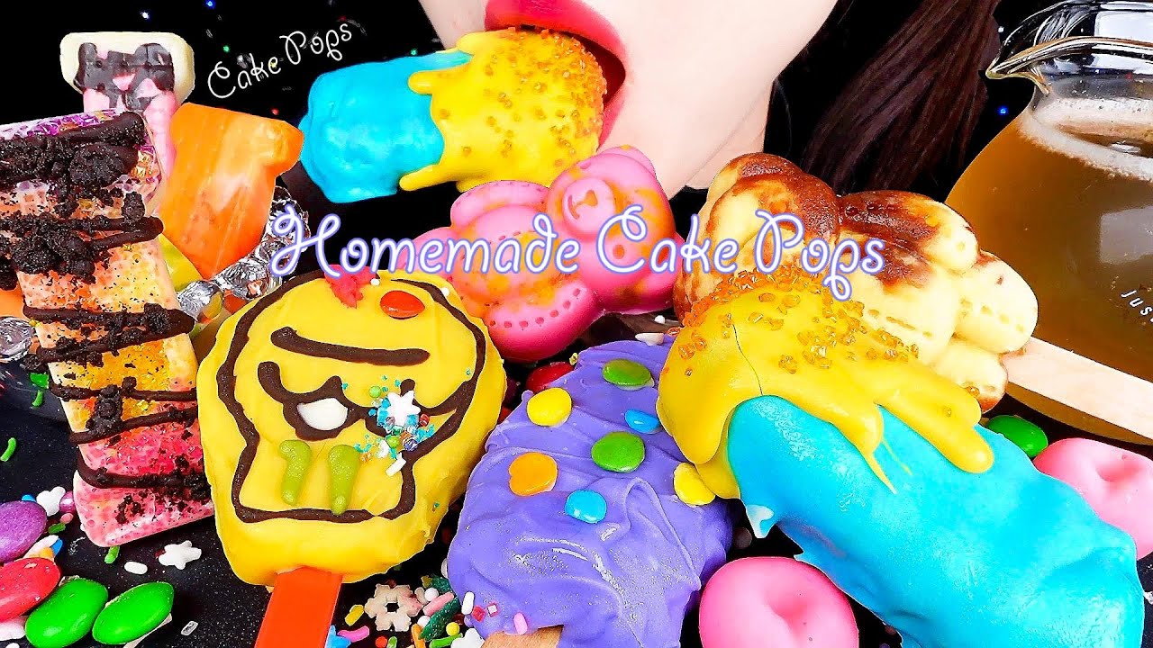 ASMR HOMEMADE CAKE POPS EATING SOUNDS MUKBANG 직접만든 케이크팝 먹방 / Shorts ...