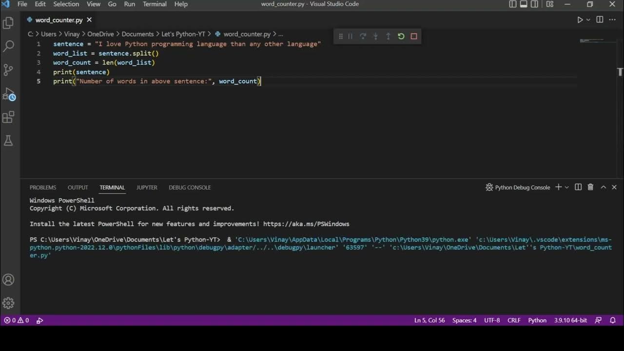 How to create a Simple Word Counter using Python - YouTube