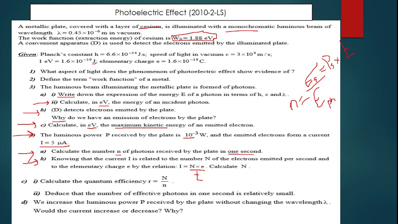 solved exercise about photoelectric effect - YouTube