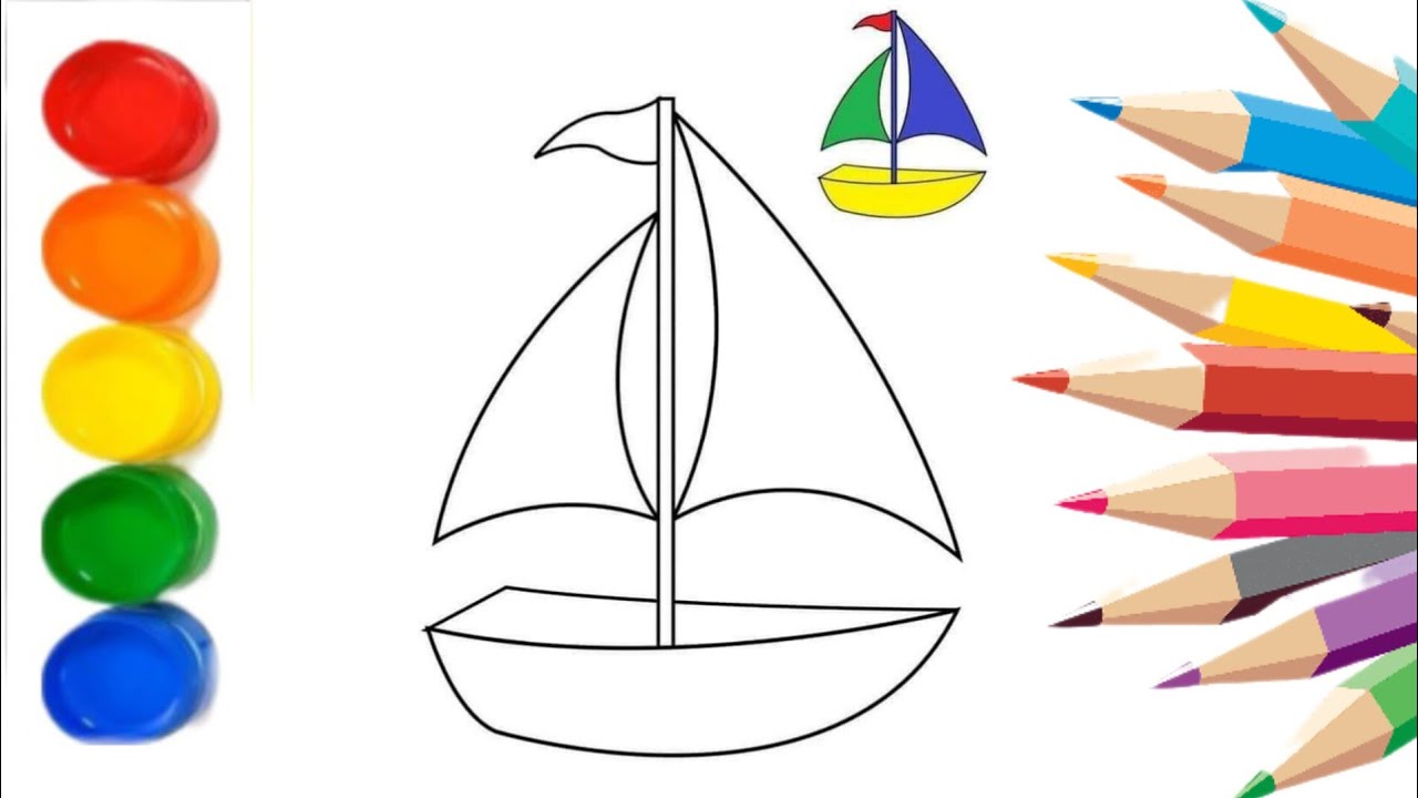 Cute Ship 🚢 Drawing, Coloring, Painting for kids and Toddler's #drawing ...