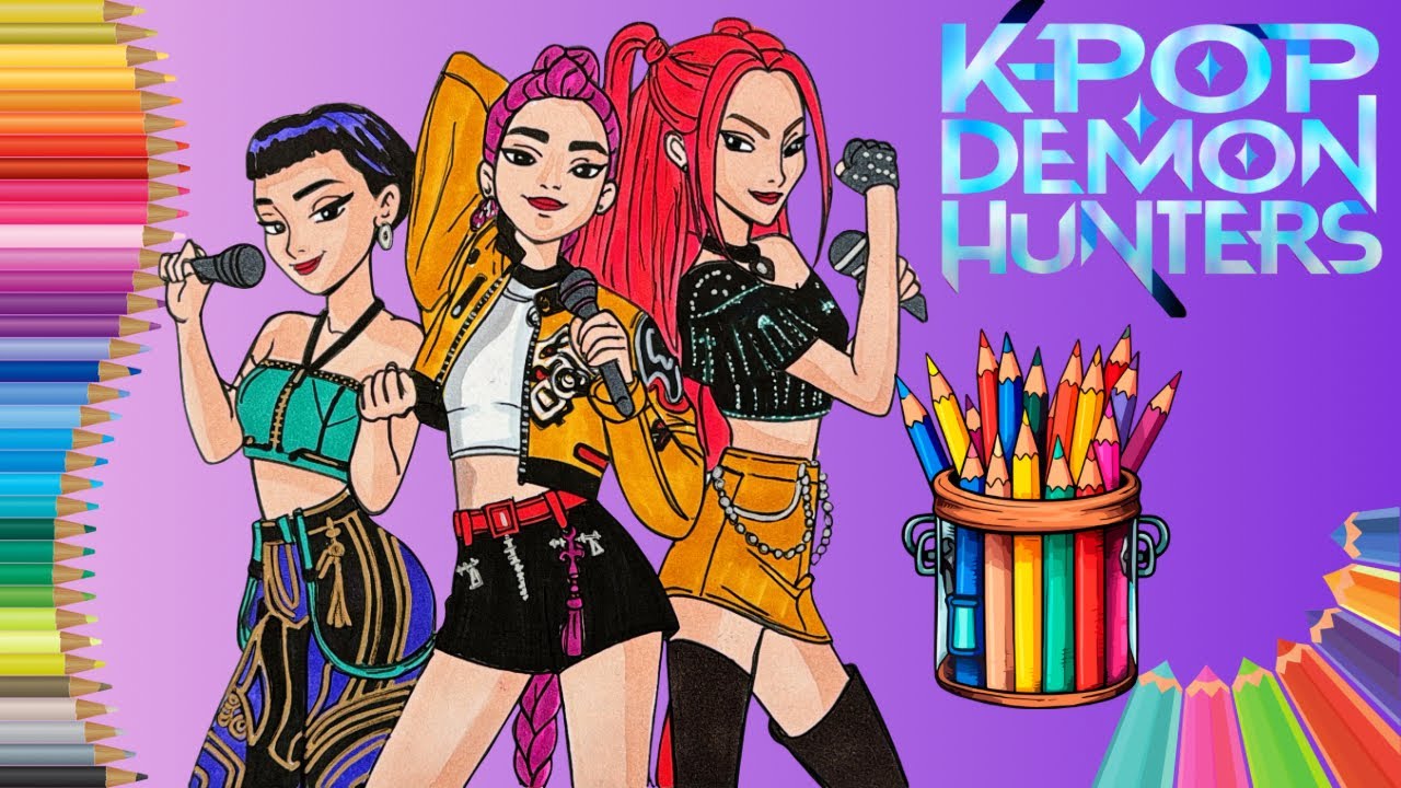 Coloring Rumi,Mira,Zoey from Huntrix | Netflix K-Pop Demon Hunters ...