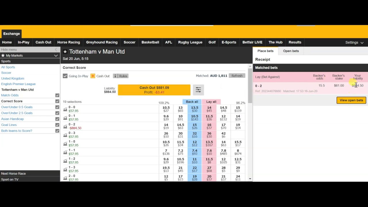 Splitting Your Betfair Lay Stake - YouTube