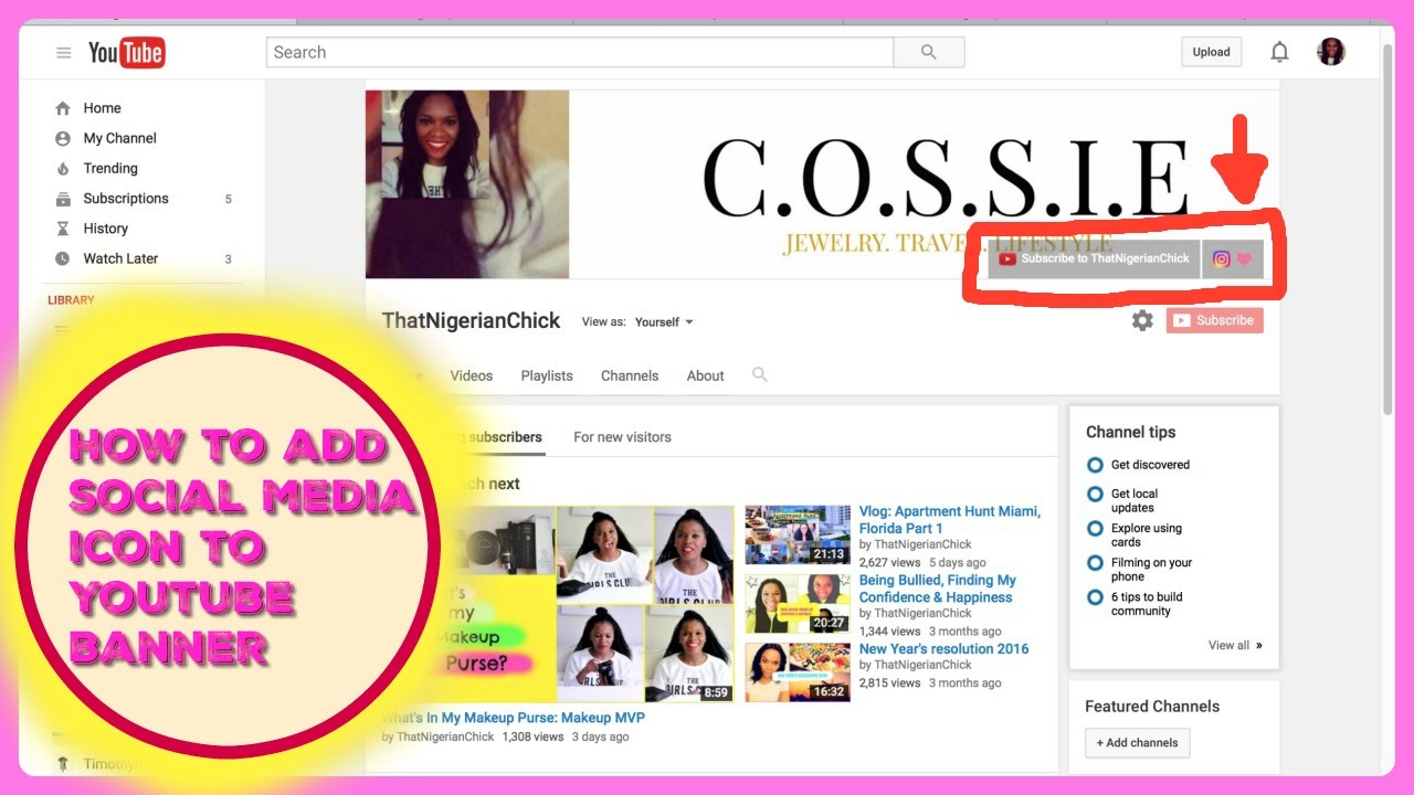 How To Add clickable Social Media Icons to Youtube banner 2016 Latest ...