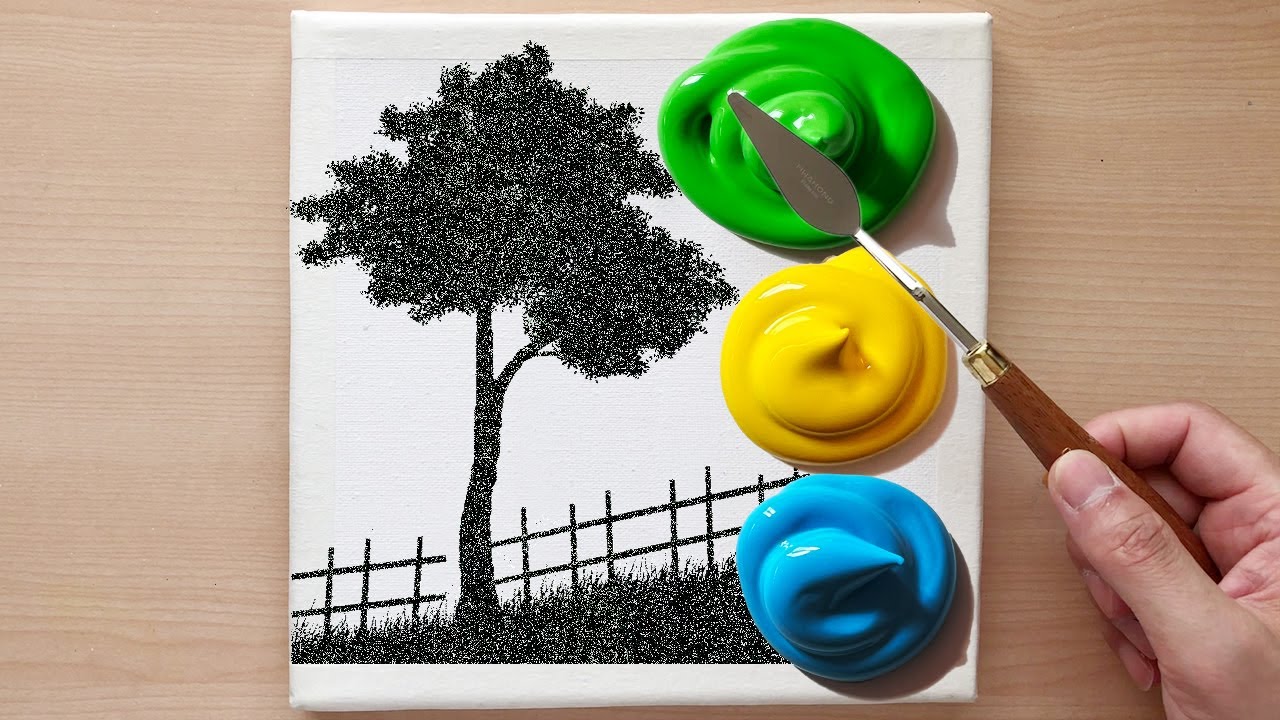 How to paint a pasture on a prairie at sunrise? | Acrylic painting for ...
