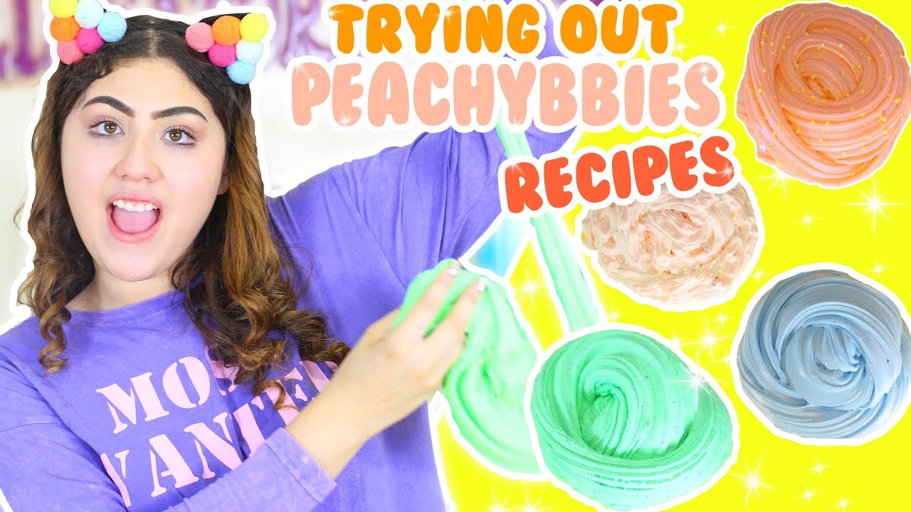 TRYING OUT PEACHYBBIES SLIME RECIPES | recreating popular slimes ...