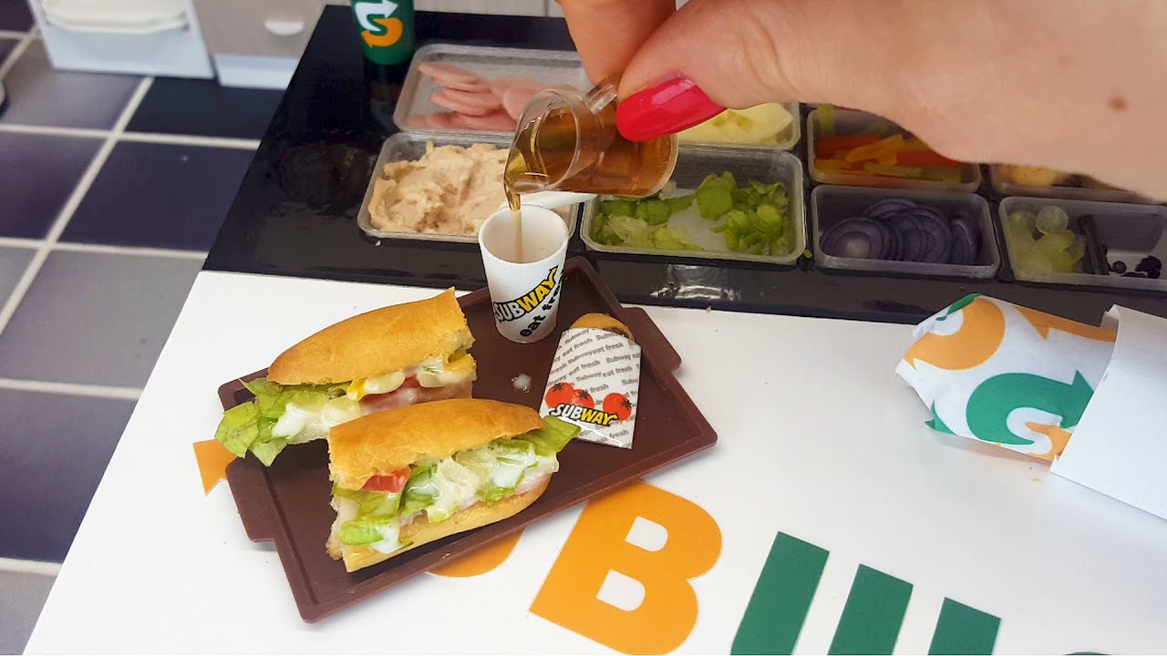 The World's smallest SUBWAY sandwich 🥪🧀🥓🍖🧃 / mini cooking / mini food ...