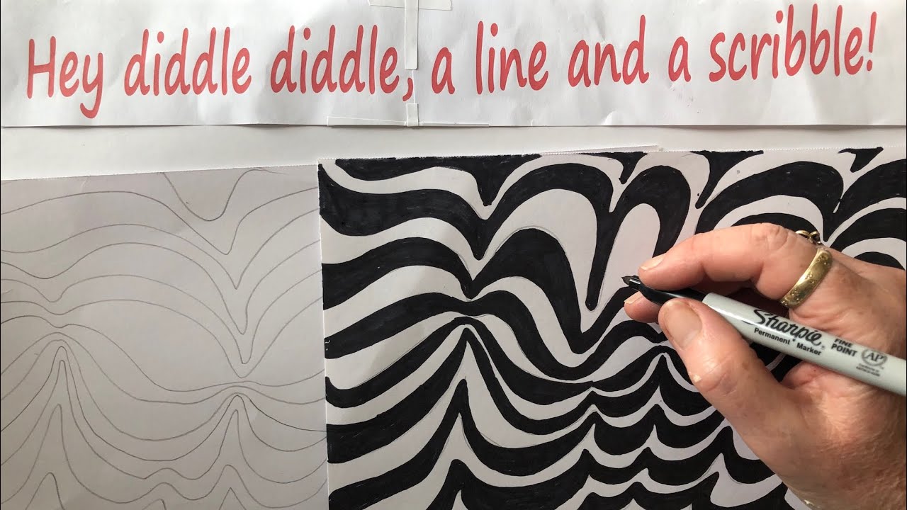 Hey diddle diddle, a line and a scribble - op art - YouTube