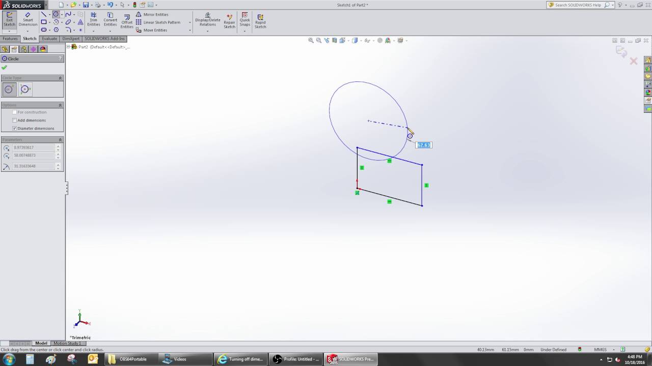 Fastest way to dimension sketch (shortcut) - solidworks 2015 - video 99 ...