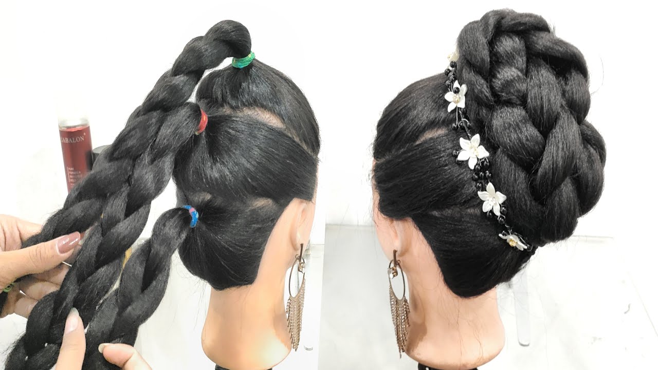 Three step bun hairstyles Long juda hairstyles // cute juda hairstyles ...